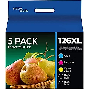 MCYCOLOR 126XL Ink Remanufactured for Epson T126 Ink Cartridge to use with Workforce 435 520 545 635 WF-3520 WF-3530 WF-3540 WF-7010 WF-7510 Stylus NX330(2 Black,1 Cyan,1 Magenta,1 Yellow)
