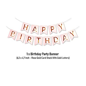 25th Birthday Party Decorations for Her Rose Gold Supplies Big Set with Birthday Banner and 25 BDay Digit Balloons for Women Including Latex and Confetti Balloons