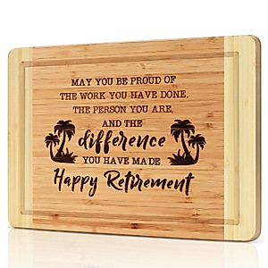 Retirement Gift for Women Men -Coworker Leaving Away Farewell Gifts -Happy Retirement Gift for Friend Family -The Difference You Have Made -Charcuterie Bamboo Board -Engraved Cutting Board Decor Gift