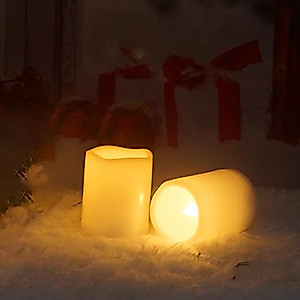 3"x3"Waterproof Battery Operated LED Pillar Candle Outdoor Flameless Flickering Light with Timer for Valentine's Day Birthday Party Wedding Decoration Patio Garden Home Decor Christmas Thanksgiving