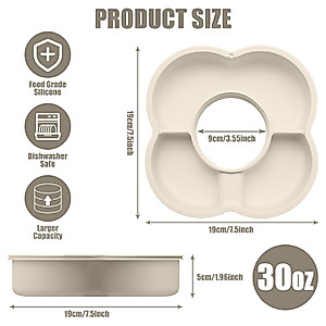 Snack Bowl with Lid for Stanley 30 oz Tumbler with Handle, Silicone Snack Tray Snack Ring for Stanley Cup Accessories, Suitable for Car Cup Holder or Outdoor, Cream