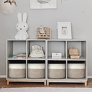 CASAVIDA Woven Baskets for Storage Set of 3, Cotton Rope Basket Storage Baskets for Organizing with Handles, Closet Soft Storage Baskets for Shelf Nursery Baby Laundry Living Room & Bedroom