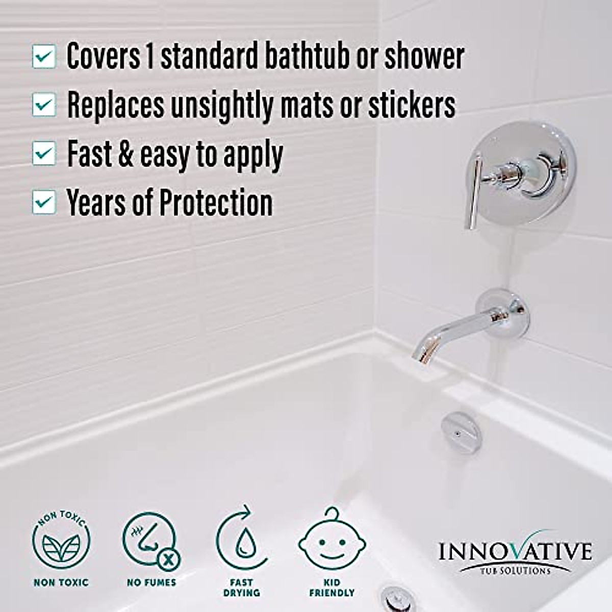 Tub Guard Anti Slip - Clear Bathtub & Shower Grip Textured Non Slip Coating for Slippery Tubs or Shower Floors - 2 oz. (1 Tub or Shower Pan)