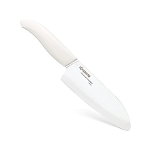 Kyocera Advanced Ceramic Revolution Series 5-1/2-inch Santoku Knife and Y Peeler Set, White