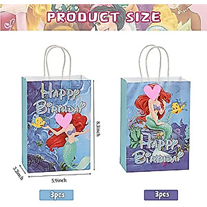 12 Pieces Mermaid Party Favors Gift Bags Mermaid Themed Candy Bags with Handles for Girls Baby Shower Little Decorations (PAPER)