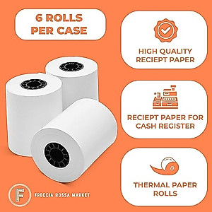 Freccia Rossa Market, 2 1/4" X 165' Thermal Cash Register POS Receipt Paper (6 Rolls)