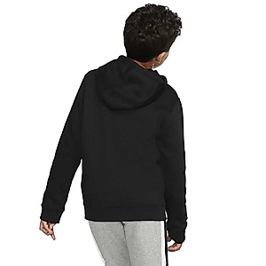 Nike Boy's NSW Club Full Zip Hoodie, Black/Black/White, Medium