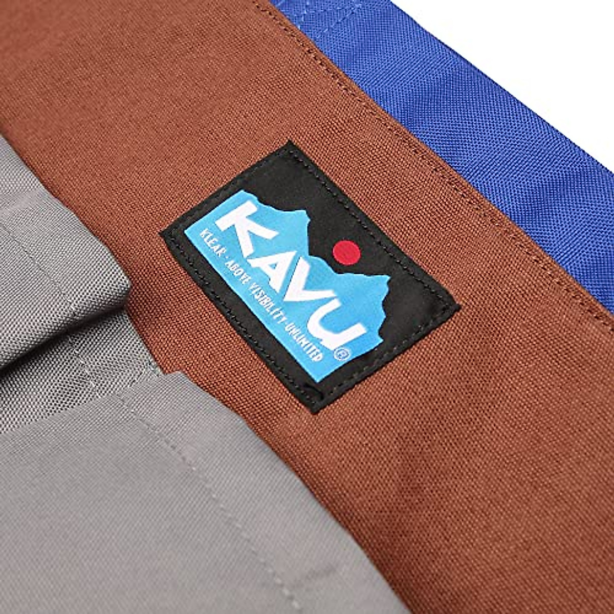 KAVU Twin Falls Tote Shoulder Strap Canvas Color Block Bag- Sepia Sky