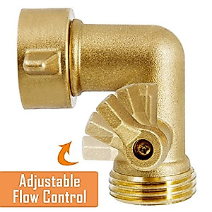 Lifynste Garden Hose Elbow Connector, 90 Degree Brass Garden Hose Elbow Adapter with Shut Off Valves