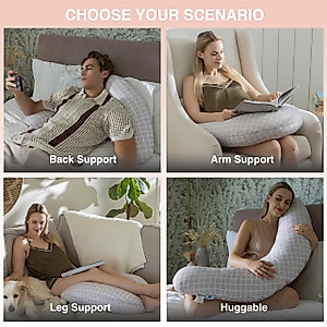 Pharmedoc Crescent Pregnancy Pillows - Body Pillow for Adults - Side Sleeper – Maternity and Nursing Pillow Breast Feeding - Pregnancy Must Haves - Arabesque Grey