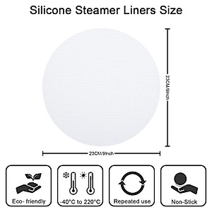 12 Pieces 9 Inch Silicone Steamer Liners Non-stick Silicone Steamer Mesh Round Dumplings Buns Mat Steamed Pad Baking Pastry Dim Sum Mesh for Home Kitchen Use