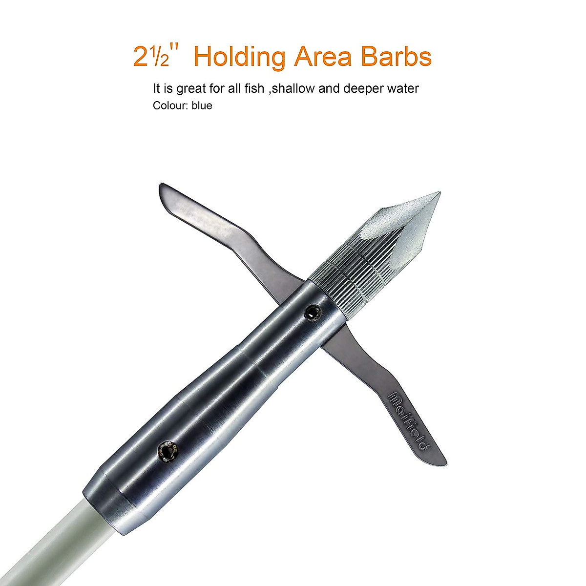 maifield Bowfishing Head 2 Mechanical barbs 2.5" Holding Area Archery Broadhead Fits 5/16" Fiberglass Arrow Shaft (6pcs per Pack)