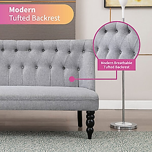 Mixoy Upholstered Loveseat Settee Sofa, with Tufted Button Backrest & Chic Legs, European Armless Loveseat Dining Bench for Dining/Living Room Hallway or Entryway Seating(Light Grey1)