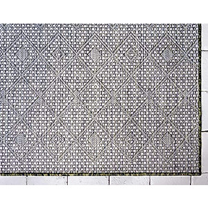 Unique Loom Outdoor Trellis Collection Area Rug - Tribal Trellis (2' x 8' Runner, Green/ Natural)