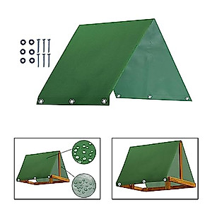 Backyard Playset Canopy Kids Wooden Swingset Protection Cover Dustproof Reusable Waterproof 228x109cm Windproof Playground Roof, Green