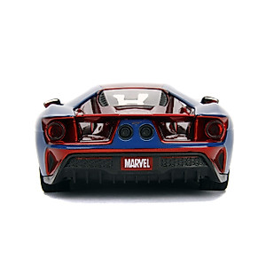 Jada Toys Marvel 1:24 2017 Ford GT Die-cast Car with 2.75" Spider-Man Figure, Toys for Kids and Adults, Red/Blue (99725)