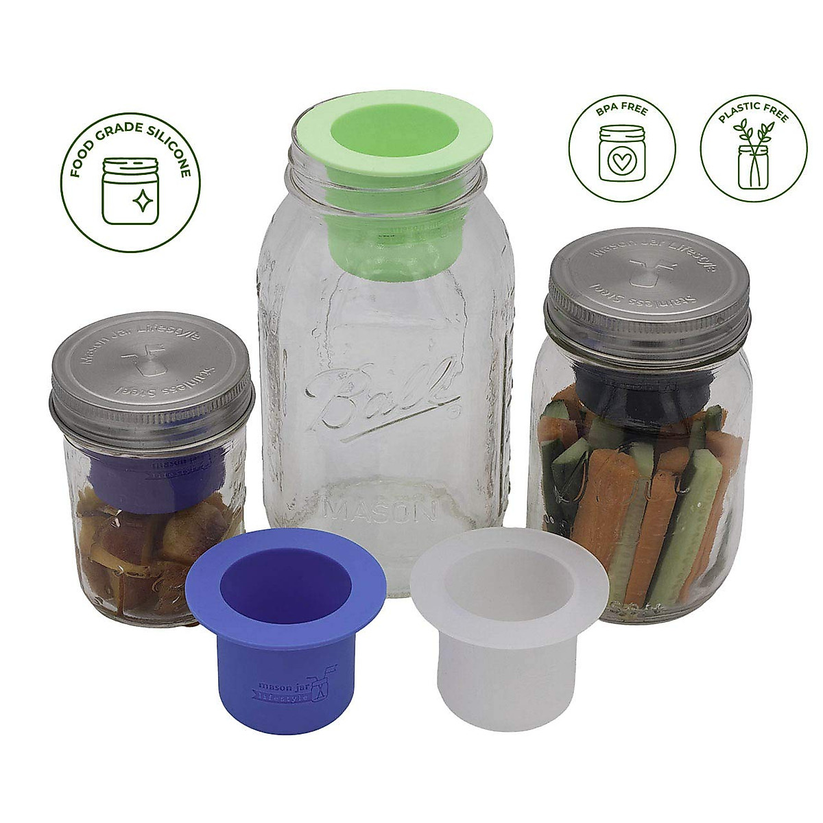 Divider Cup by Mason Jar Lifestyle - For Salads, Dips, and Snacks. Plastic Free Bento Lunch Container(Charcoal Gray, Wide Mouth)