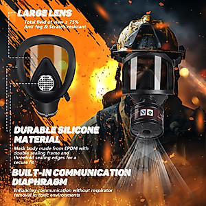 Gas Masks Survival Nuclear and Chemical: Full Face Respirator Mask with Filters 40mm Activated Carbon Charcoal Filter Canister Military Grade for Dust Painting Chemical Mechanical Polishing Welding