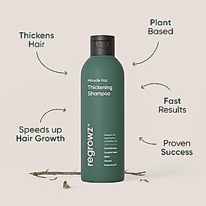 Regrowz Hair Thickening Shampoo for Natural Hair Growth - 7.6oz - Hair Growth Treatment for Men & Women for Thinning & Dry - DHT Blocker - Infused with Biotin, Saw Palmetto & Rosemary Oil