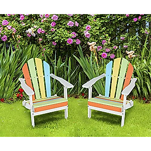 ABCPATIO Small Adirondack Chair Outdoor Small Patio Chair for Garden Porch Deck Backyard, Rainbow