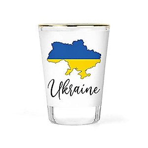 Ukraine Shot Glass - Ukraine Flag Glass - Ukrainian Shot Glass - Ukraine Glass - Ukraine Gift - Ukraine Map Outline Glass