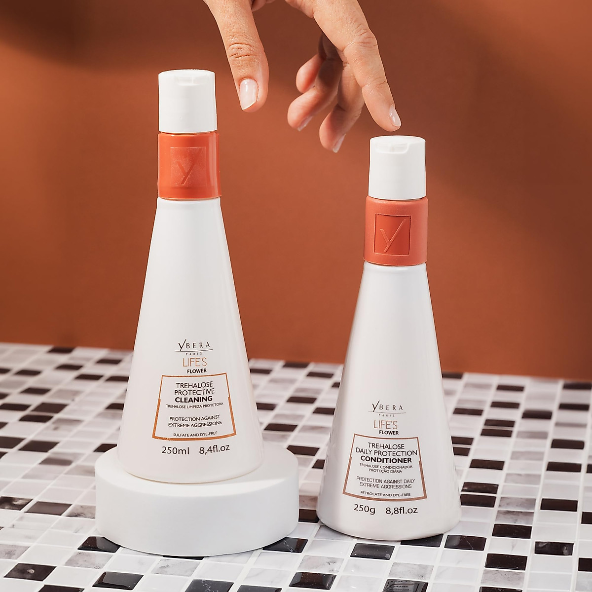 YBERA PARIS Life’s Flower Home Care, Auto-Renewable Hair Hydration Therapy, Restores the Structure of the Strand, Balance pH, Protects Against Color Oxidation, Provides Softness and Shine, Set of 2