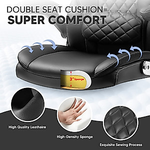 YAMASORO Ergonomic Executive Office Chair Comfortable Computer Desk Chairs with Lumbar Support&FILP-up Arms, High Back PU Leather Swivel Task Chair, Black