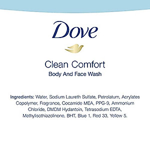 Dove MEN+CARE Body and Face Wash for Healthier and Stronger Skin Clean Comfort Effectively Washes Away Bacteria While Nourishing Your Skin 18 oz 4 Count (Packaging may vary)