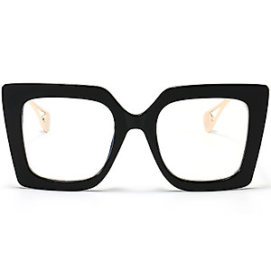 AIEYEZO Oversized Blue Light Glasses for Women, Anti Fatigue Prevent Headache Computer Eyeglasses (Black)