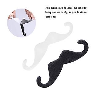 Whaline 5 Inch Large Self Adhesive Fake Mustaches Novelty Black Mustache for Masquerade Costume Party (6 Pieces)