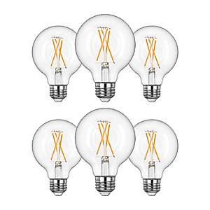 EDISHINE 6 Pack G25 LED Edison Bulbs CRI90+, Vintage Dimmable Edison Bulbs 60 Watt Equivalent, 5W 500LM 2700K Warm White Vanity Light Bulbs E26, LED Filament Bulbs for Chandelier Wall Light UL Listed