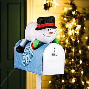 Huwena Christmas Winter Magnetic Mailbox Cover, Mailbox Wraps Post Letter Box Cover Mailbox Covers Outdoor Home Garden Decor Standard Size 22 x 18.5 Inches (Snowman)