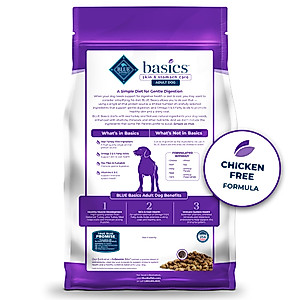 Blue Buffalo Basics Grain-Free Adult Dry Dog Food, Skin & Stomach Care, Limited Ingredient Diet for Dogs, Turkey Recipe, 4-lb. Bag