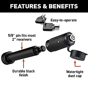 Bonrcea Heavy American Flag Metal Trailer Hitch Cover for 2 inch Receivers（with 5/8-Inch Pin Diameter Trailer Hitch Lock ）