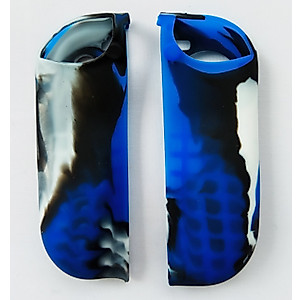 Hikfly 3pcs Silicone Gel Non-Slip Cover Skin Protector Case Kits Compatible for Nintendo Switch 6.2" Screen(2017) and Joy-Con Controllers with 8pcs Silicone Gel Thumb Grips Caps(Blue Camouflage)