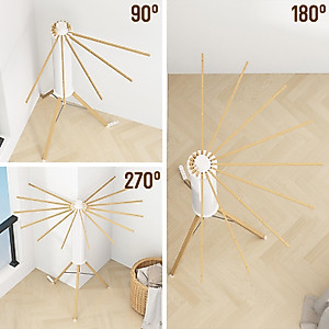 Tripod Clothes Drying Rack, Octopus Drying Rack, Portable and Foldable Space Saving Drying Rack,16 Expandable Rods,Wooden, Collapsible Drying Rack for Camping, Balcony, Bedroom and Laundry Room.