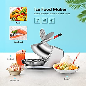 VIVOHOME Electric Dual Blades Ice Crusher Shaver Snow Cone Maker Machine Silver 143lbs/hr with Ice Pick for Home and Commercial Use