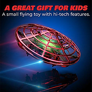 Force1 Scoot Hand Operated Drone for Kids or Adults - Hands Free Motion Sensor Mini Drone, Easy Indoor Small UFO Toy Flying Ball Drone Toy for Boys and Girls (Red)