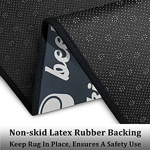 Black Kitchen Rugs Set of 2 - Kitchen Floor Mats Non-Slip Backing - Kitchen Mat Washable Doormat Runner Rug Set for Home Accessories and Decor 17x47.2 and 17x30 inches.