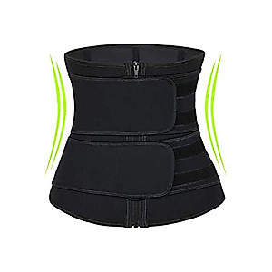 Hopgo Waist Trimmer for Women Weight Loss Waist Cincher Corset Sweat Girdle Workout tummy Slimming Belt XXL Black with Double Belt