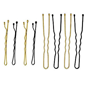 320 Pcs Bobby Pins U Hair Pins Set for Women Girls, Includes 200 Gold Black Different Shapes Hair Pins and 120 Rubber Hair Bands Stocking Stuffers for Women Kids