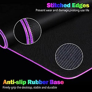 DINKY RGB Gaming Mouse Pad, Large Extended Soft Led Mouse Pad with 14 Lighting Modes, Water Resist Keyboard Pad, Computer Keyboard Mousepads Mat 31.4×11.8 inches- Purple Nebula