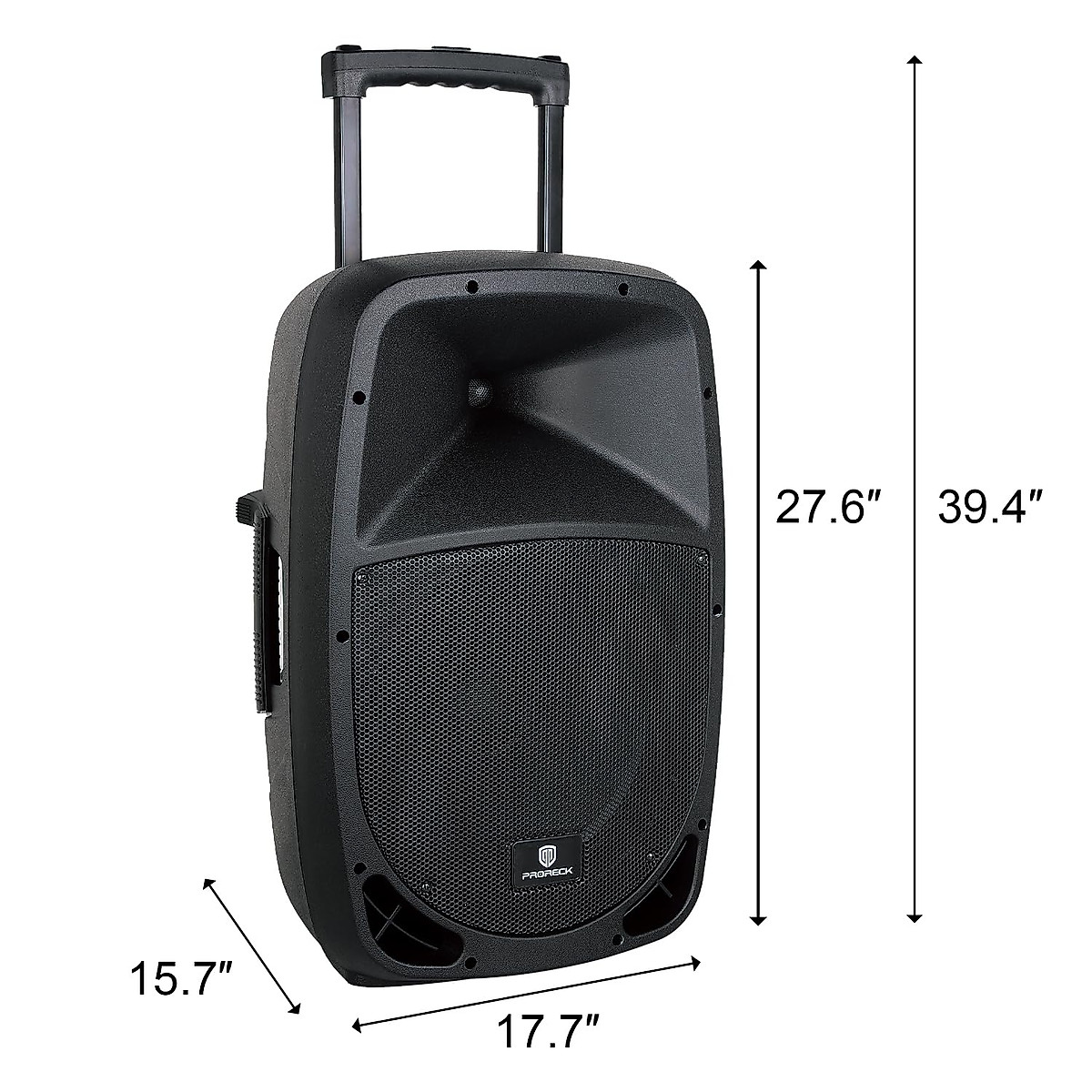 PRORECK Freedom 15 Portable 15-Inch 800 Watt 2-Way Rechargeable Powered Dj/PA Speaker System with Bluetooth/USB/SD Card Reader/FM Radio/Remote Control/Wireless Microphones/Speaker Stand