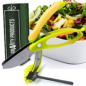 Toss and Chop Salad Tongs, Salad Chopper, Heavy Duty Kitchen Salad Scissors, Multifunction Double Blade Salad Cutting Tool