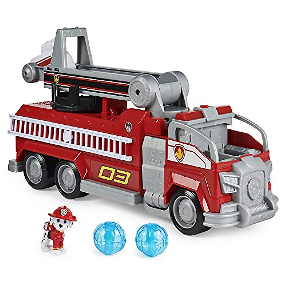 Paw Patrol, Marshall’s Transforming Movie City Fire Truck with Extending Ladder, Lights, Sounds and Action Figure, Kids Toys for Ages 3 and up