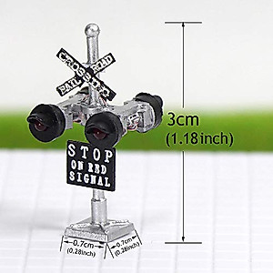 Evemodel JTD1506RP 1 Set N Scale Railroad Train/Track Crossing Sign 3cm or 1.18inch 4 Heads LED Made + Circuit Board Flasher-Flashing Red Train Signal Lights Decoration and Party