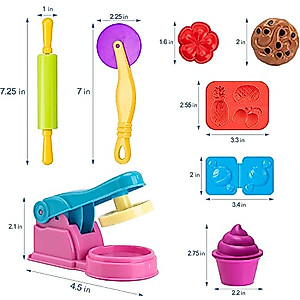 Dough Tools for Kids, 40Pcs Dough Kitchen Creations Set Includes Accessories Molds Scissors Rolling Pin with Storage Bag, Party Pack Dough Toys for Kids Toddlers Boys Girls