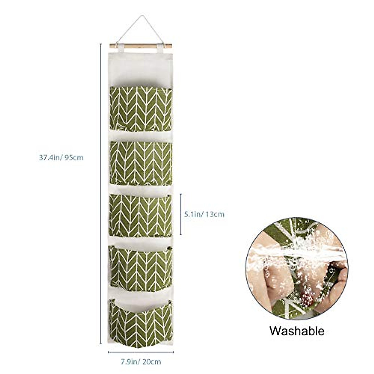 MOTASOM 3Pcs Over The Door Hanging Storage Bag, Waterproof Wall Closet Organizer with 5 Pockets, Linen Fabric Wall Hanging Mounted Organizer Pocket for Room Bathroom Bedroom Kitchen