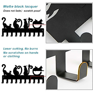 SUPERDANT Cats Metal Key Holder Cat Love Decorative 10 Hook Key Rack Organizer Wall Mounted Entryway Key Belt Umbrella Hooks Personalized Key Hanger Cat Lovers Gift for Wall Decoration