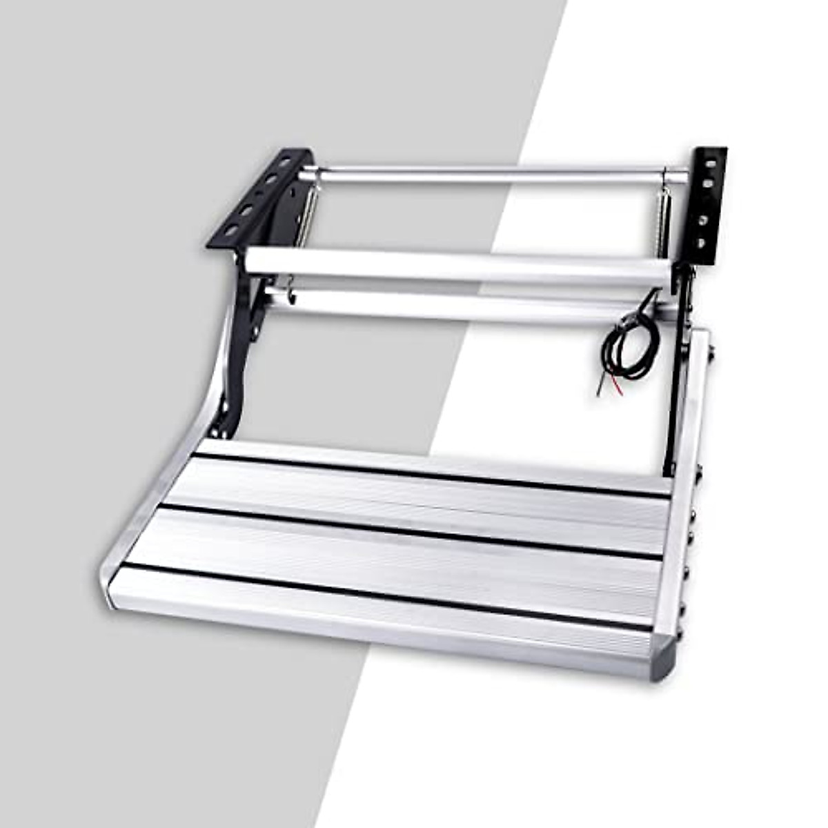 DALUOBO RV Manual Folding Ladder Step with 12V LED Light motorhomes Aluminum Alloy Single Step Telescopic Antiskid Camper Travel Trailer